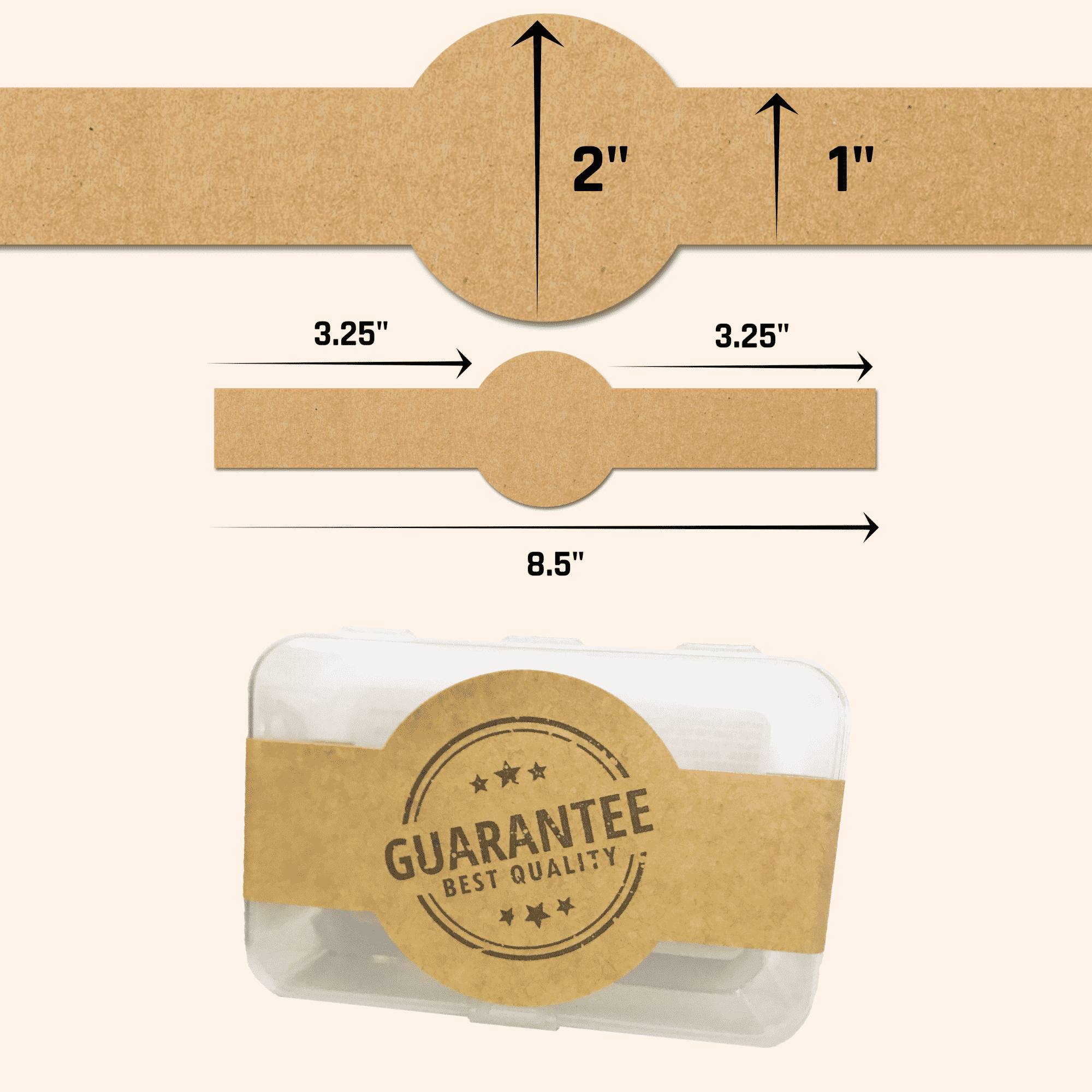 1" x 8.5", Brown Kraft Soap Labels - TownStix