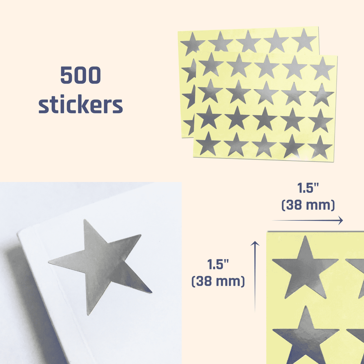Silver Star Stickers - TownStix