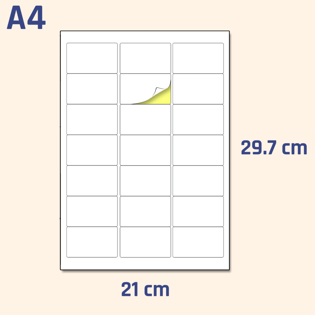 63.5 x 38.1 mm - A4 White Stickers Labels Sheets - TownStix