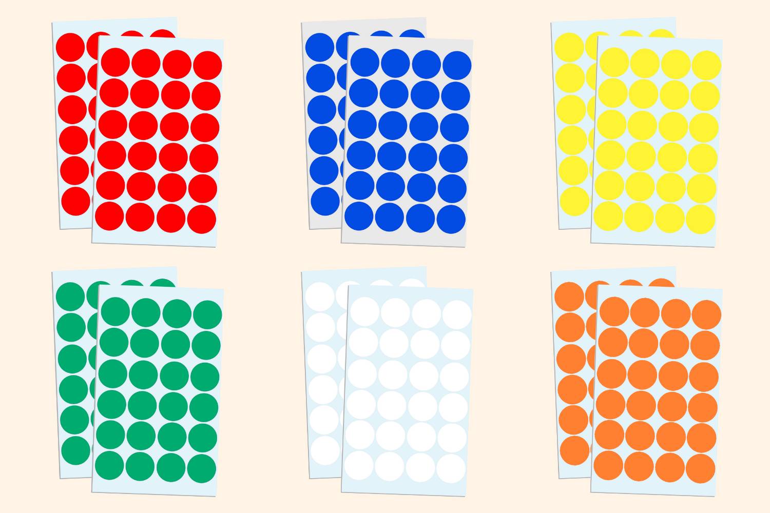 1" Color Coding Dot Labels - Single Color - TownStix